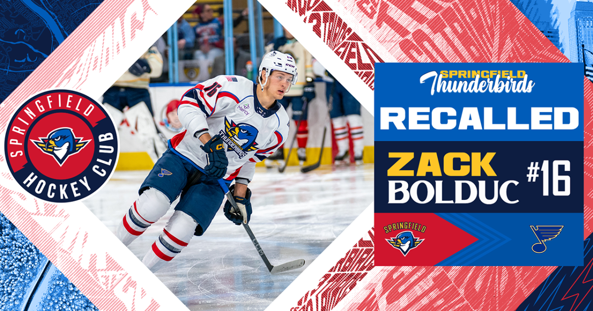 Springfield Thunderbirds | Blues Recall F Zack Bolduc from T-Birds