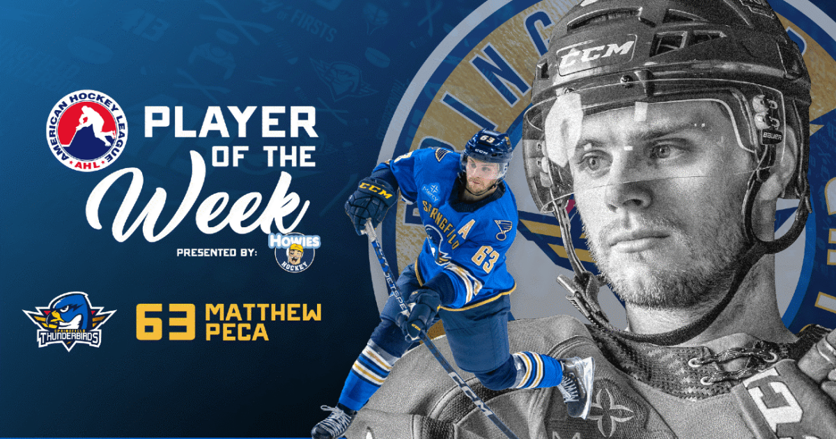 Springfield Thunderbirds | Matthew Peca Named AHL Player of the Week